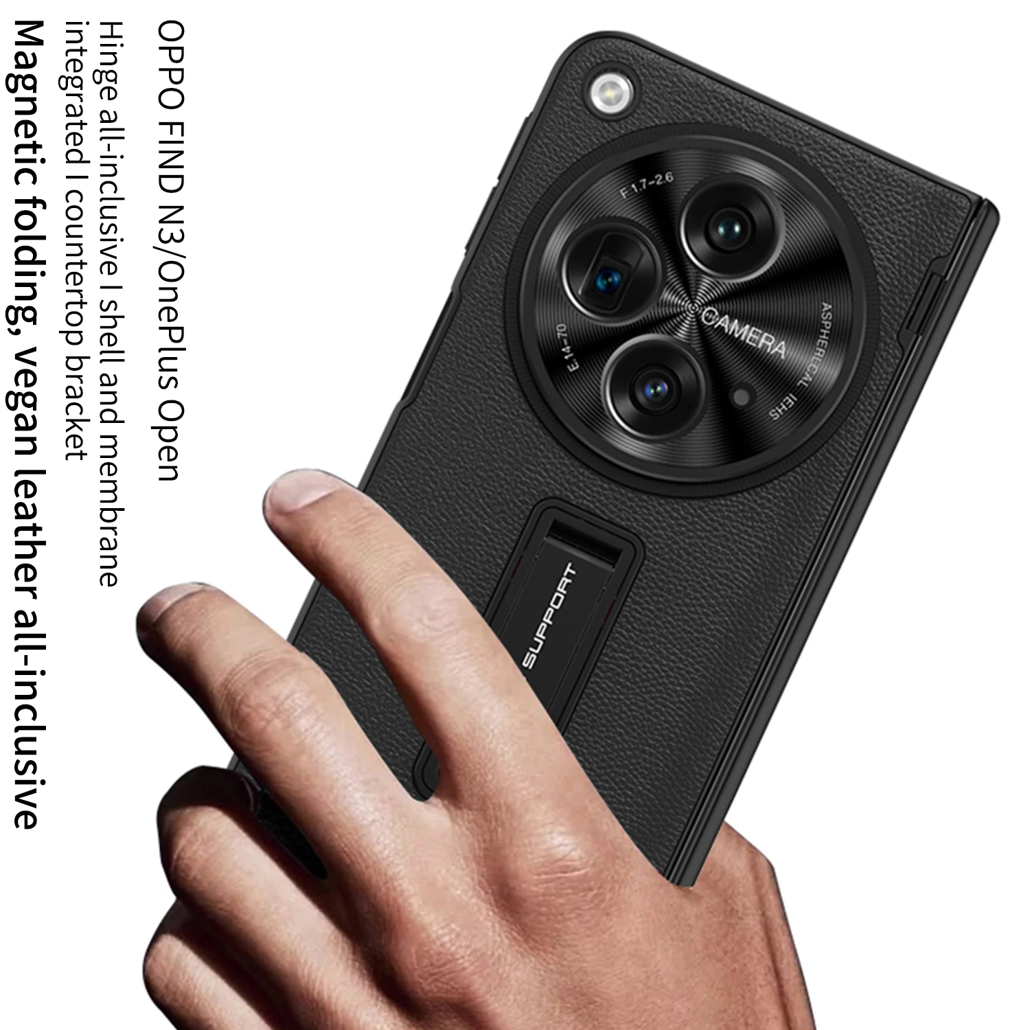 For-OnePlus-Open-Case-Skin-Friendly-Matte-Leather-Bracket-Folding-Hinge ...