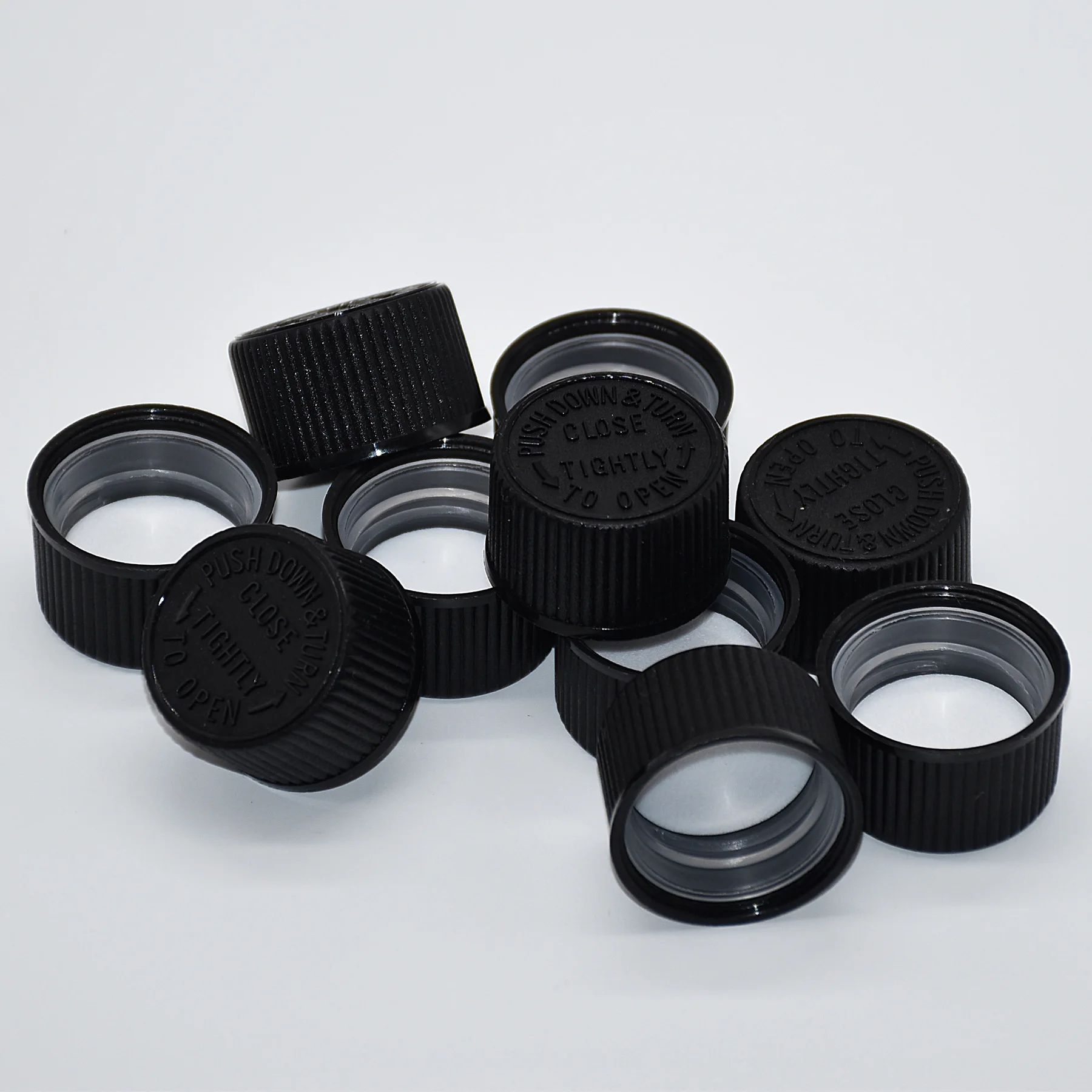 25pcs-lot-Sample-Caps-24-410-Double-layers-Lids-Child-proof-Plastic ...