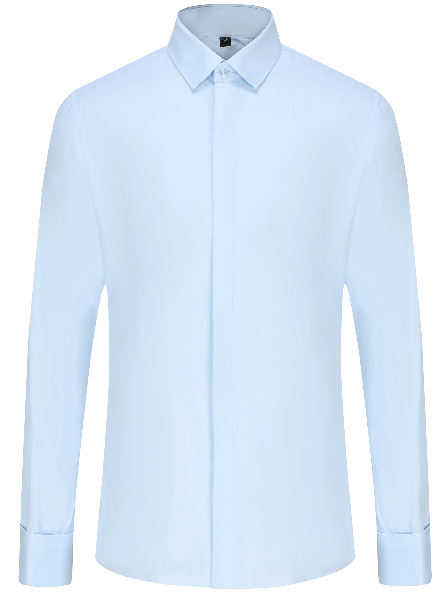 Men-s-French-Cuffs-Front-Hidden-Buttons-Placket-Dress-Shirt-Without ...