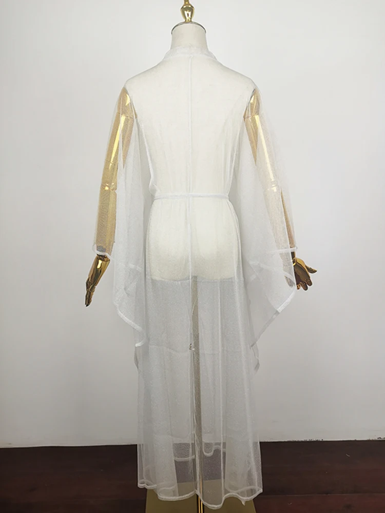 Túnica transparente de malla para cubrir la playa, cinturón de caftán ...