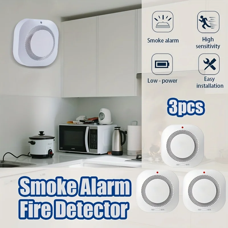 3-Pack Smoke Detectors - Easy Installation, Reliable Home Fire Alarms ...