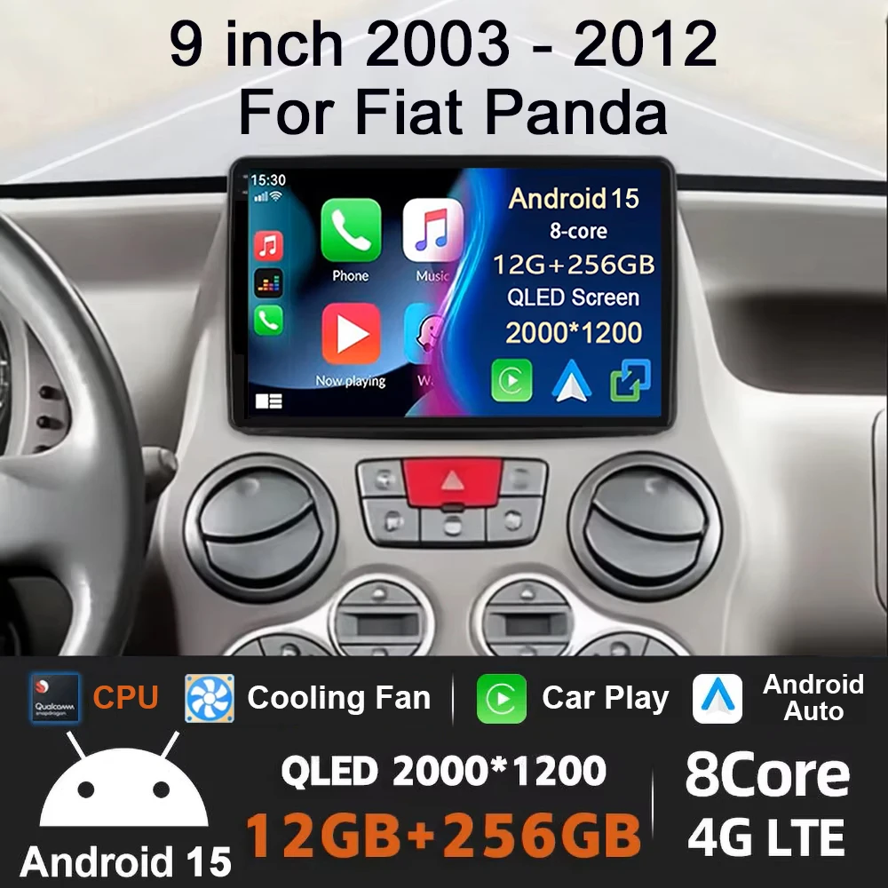 Android 15 Car Radio For Fiat Panda 169 2003 2004 2005- 2012 Carplay ...