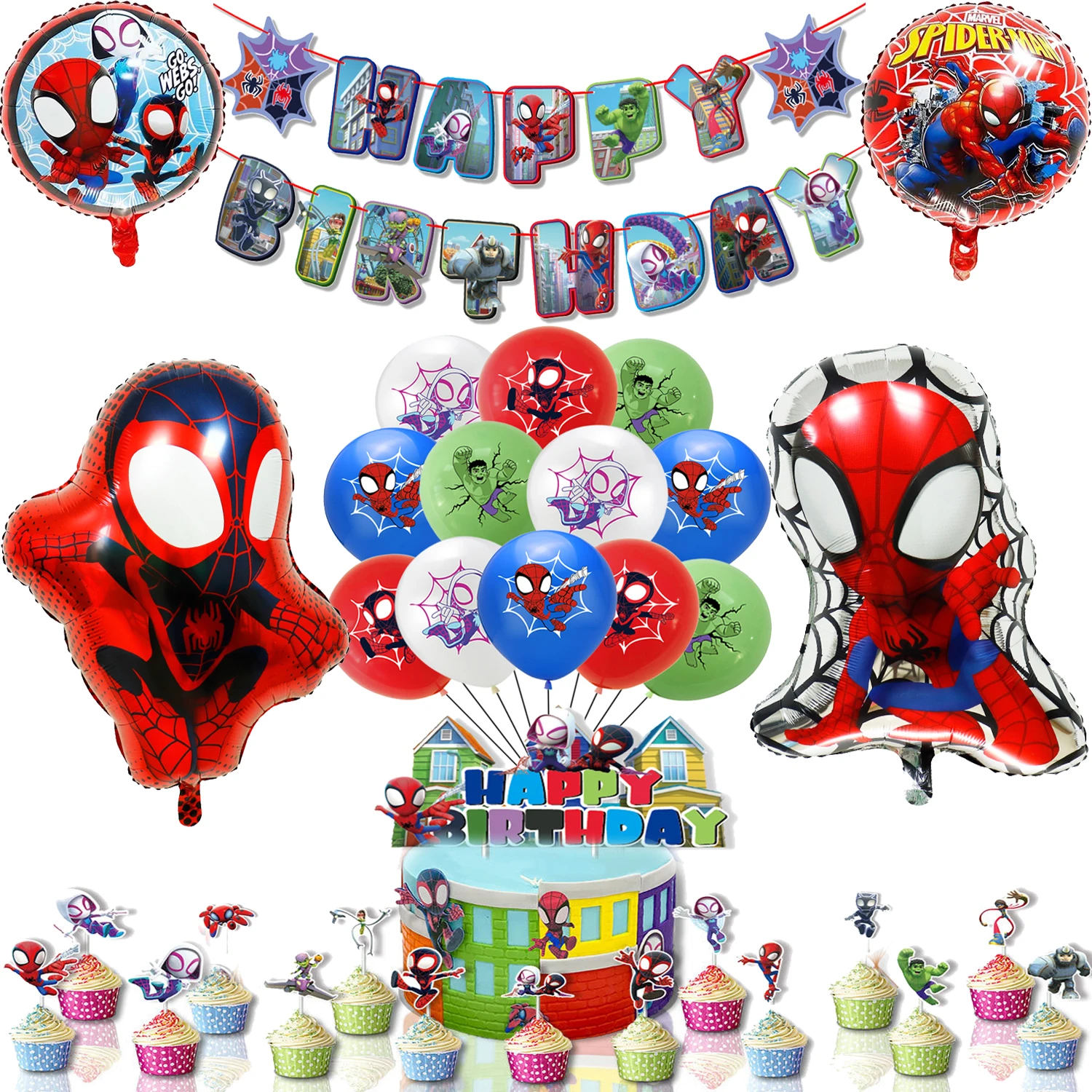 1Set Spider-Man and His Amazing Friends Latex Balloon Super Hero Foil ...