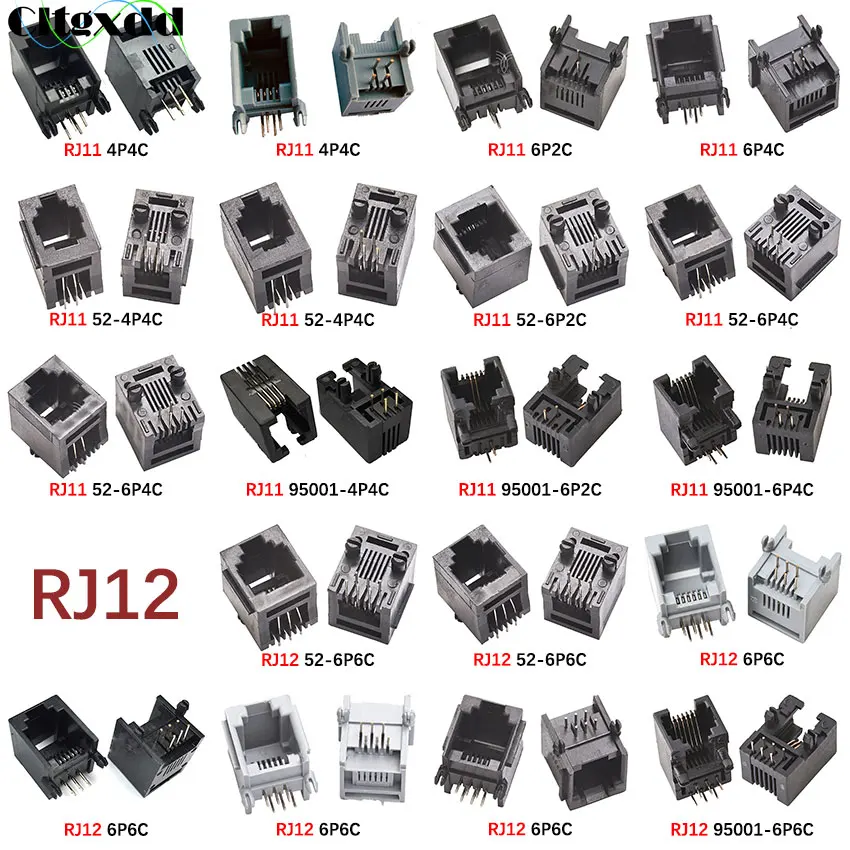10x RJ11 RJ12 Female Socket 95001/52-4P4C/6P2C/6P4C/6P6C/8P8C Computer Internet Network PCB Jack ...