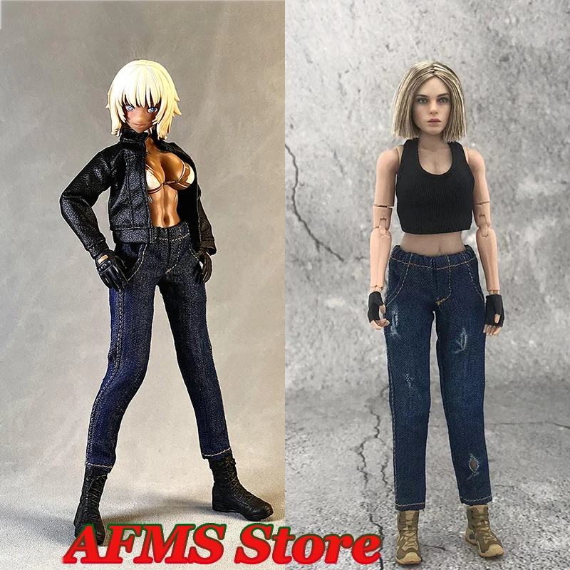 1-12-Female-Soldier-Fashion-Leather-Jacket-Black-Vest-Classics-Blue ...