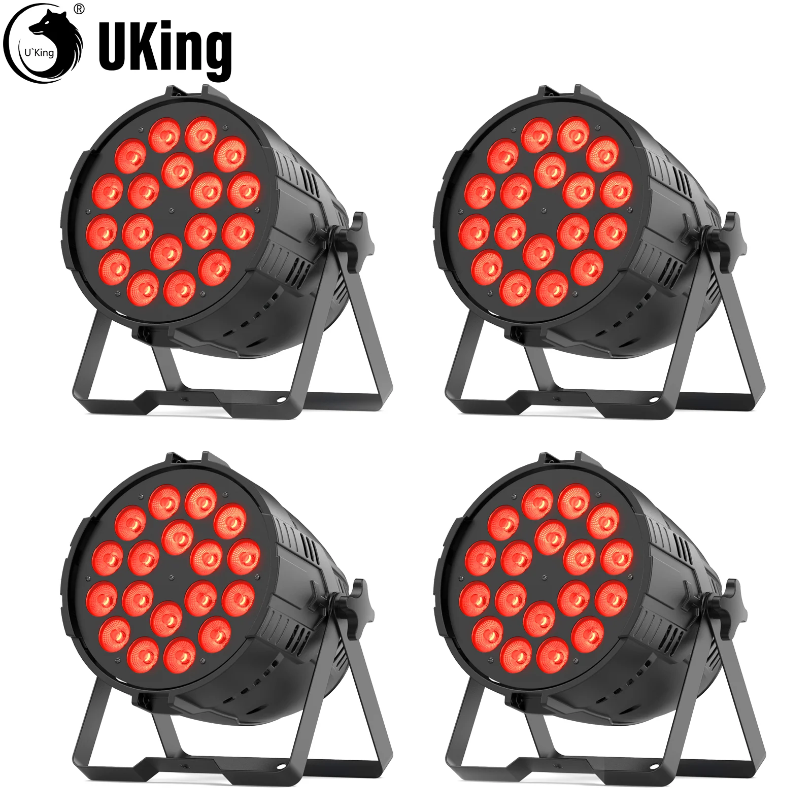 U'King 1/2/4Pcs 18 LEDs RGBL Par Lights 8 Color Lighting Effects Stage ...