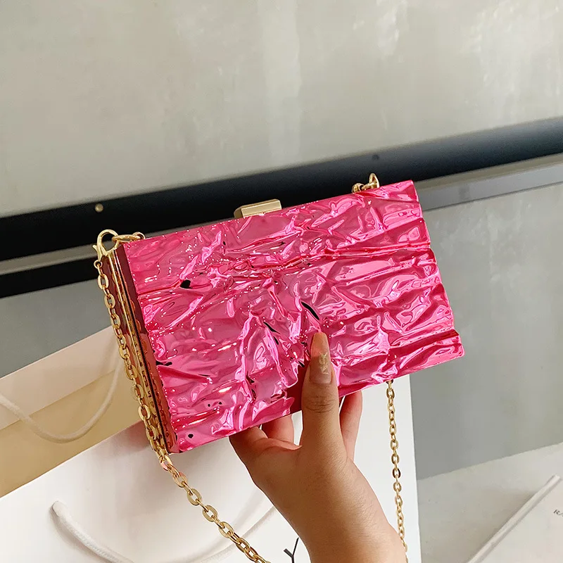 Ice Crack Acrylic Box Shape Handbag Fashion Chain Shoulder Messenger ...