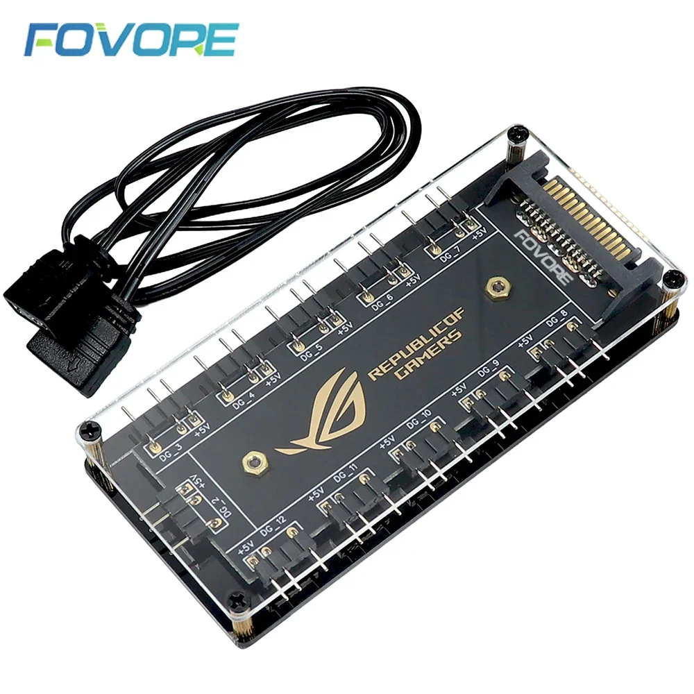 12V-4pin-RGB-AURA-5V-3-pin-ARGB-RGBW-Cable-Splitter-Hub-Case-w-Tape ...