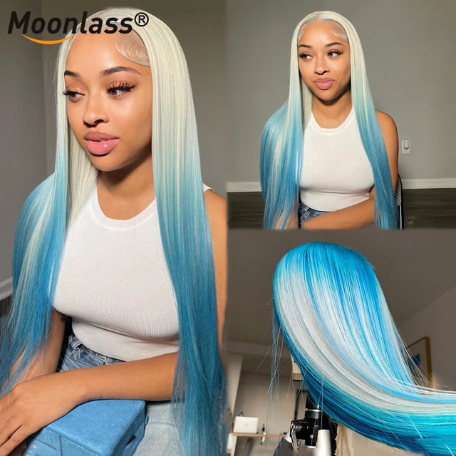 Cabello Rubio Platinado Con Azul
