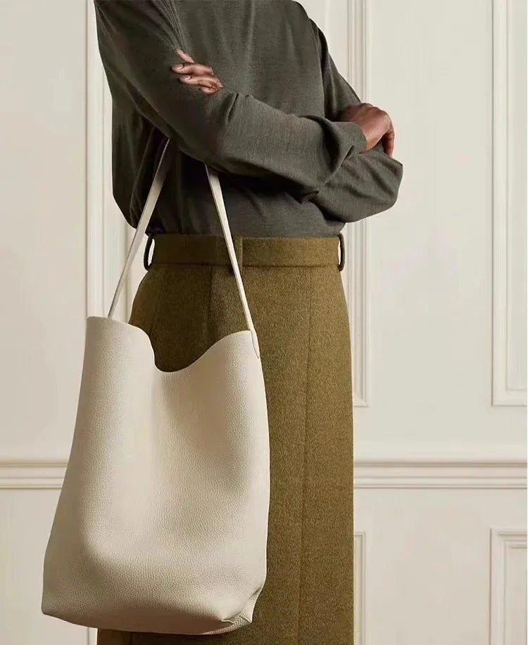 Microfiber-Synthetic-Leather-Bucket-Tote-Bags-Large-Middle-Flat-Handle ...