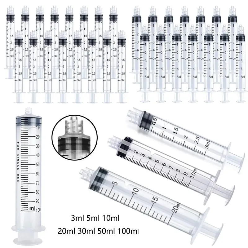 1/5/10 pièces seringues Luer Lock 3ml 5ml 10ml 20ml 30ml 50ml 100ml seringue en plastique ...