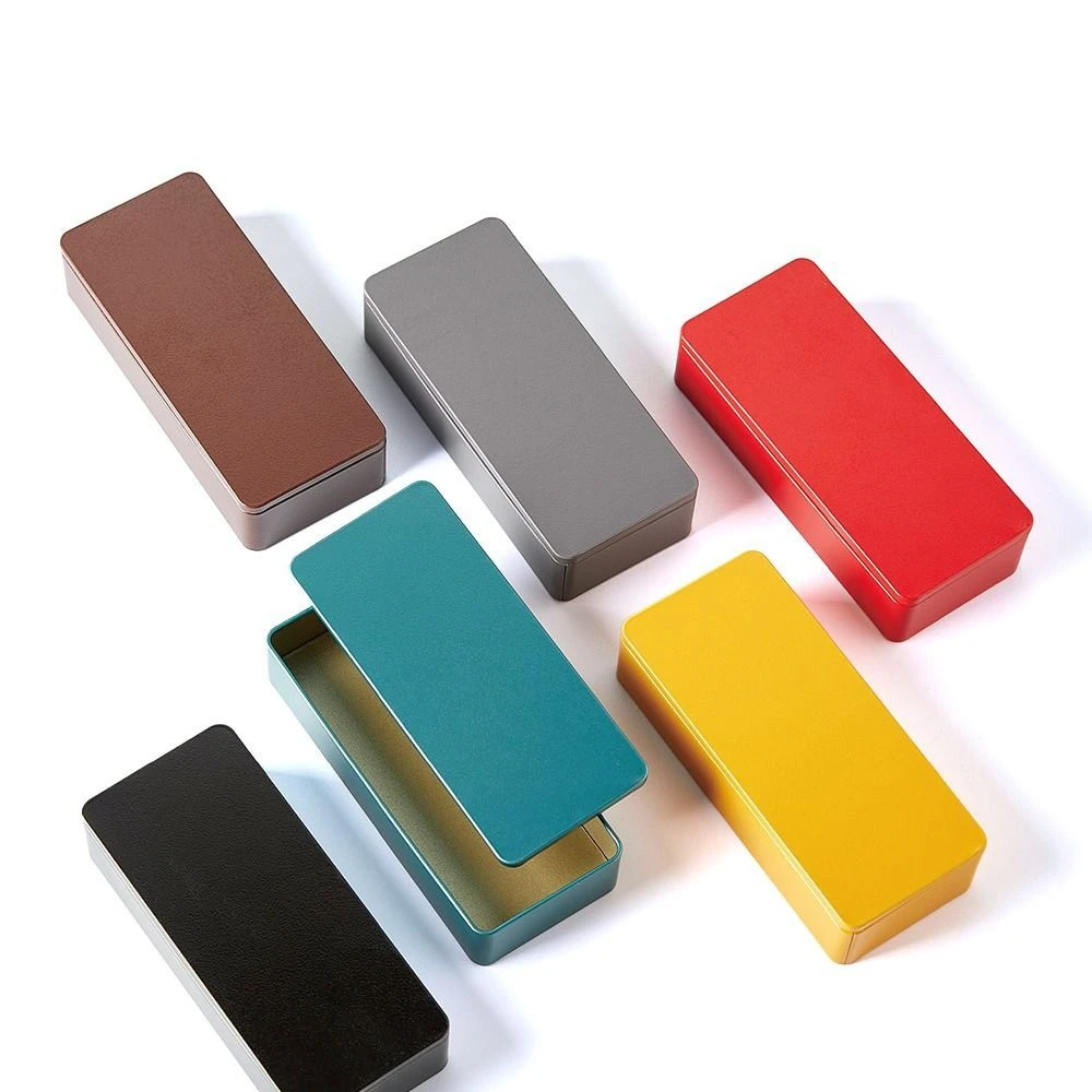 Metal Rectangular Storage Box Container With Lid Small Tin Boxes Empty ...