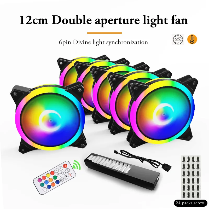 Computer Case Fan 120MM * 6+10+2 Hub (with remote control) 6PIN * 10 ...