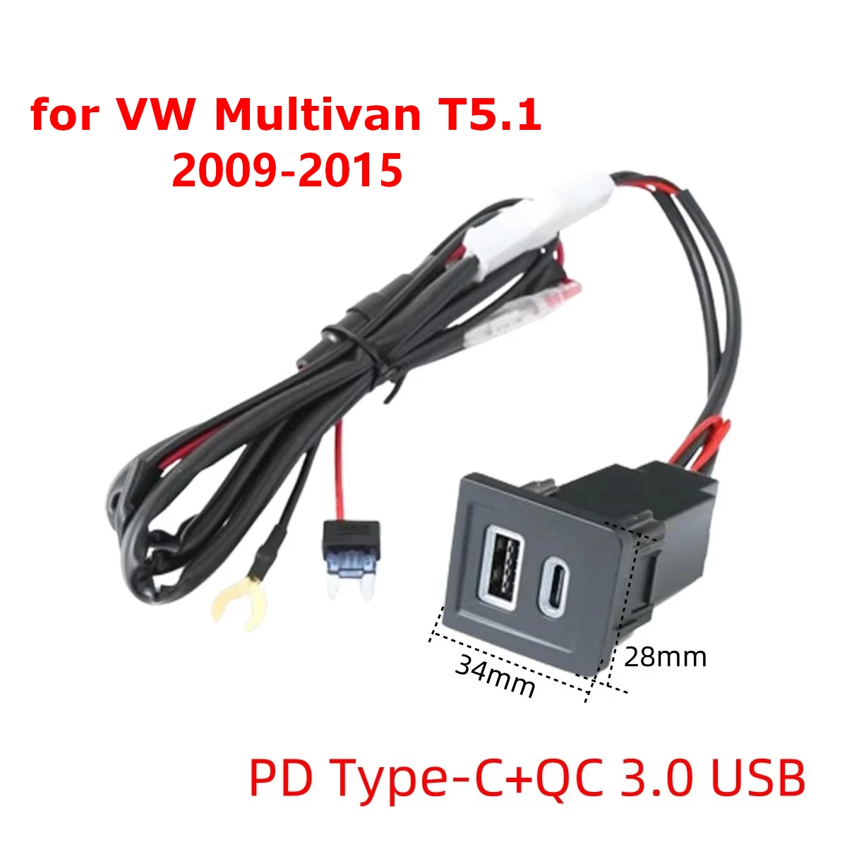 PD Type-C+QC 3.0 USB Car Central Control Lower Right Hole Fast Charger ...
