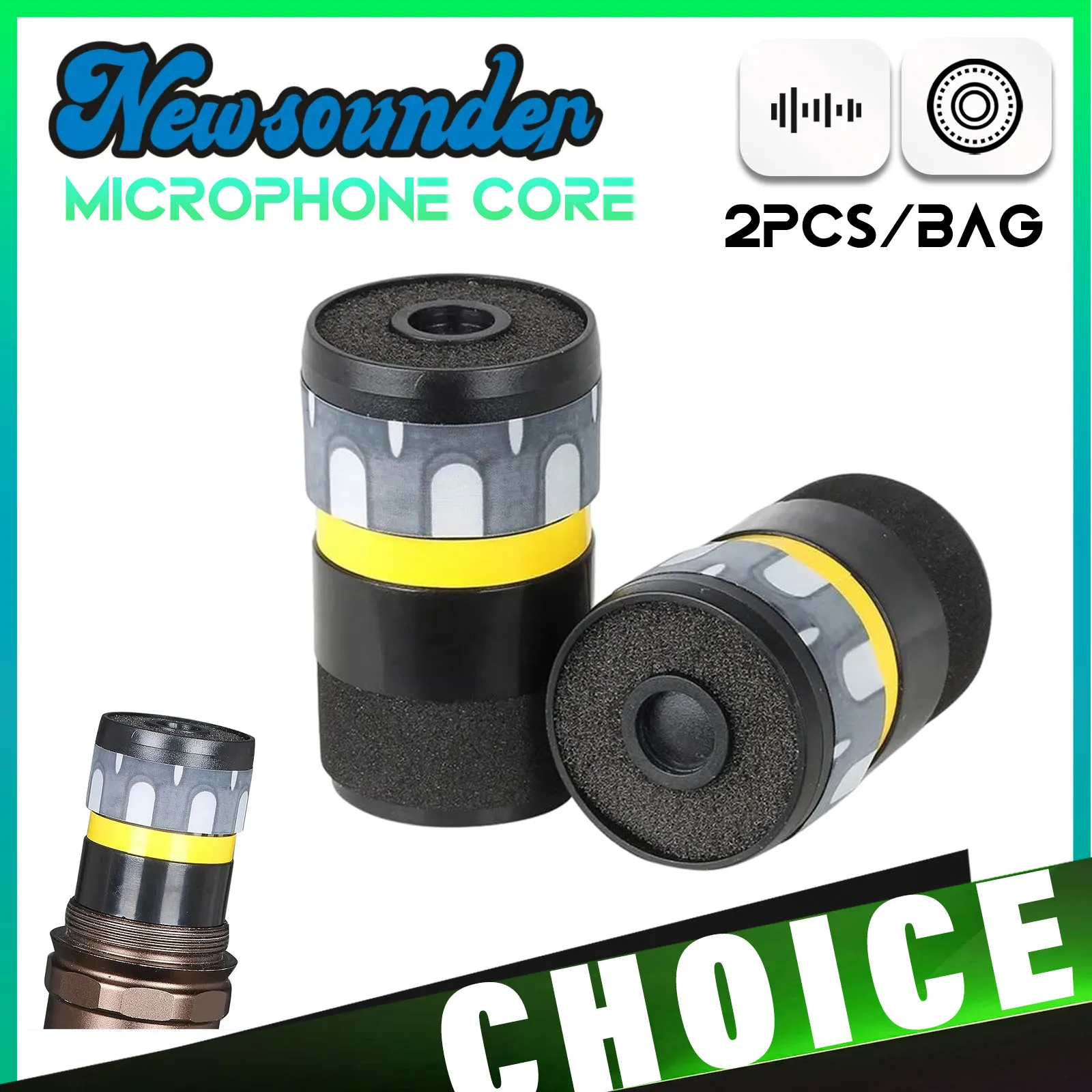 2PCS-Dynamic-Microphone-Cores-Capsules-Cartridge-Replacement-Core-For ...