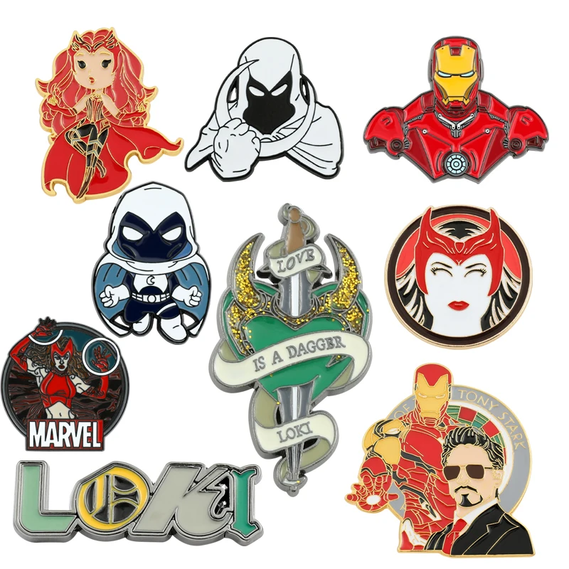 Disney-Superhero-Iron-Man-Moon-Knight-Scarlet-Witch-Loki-Badge-Metal ...