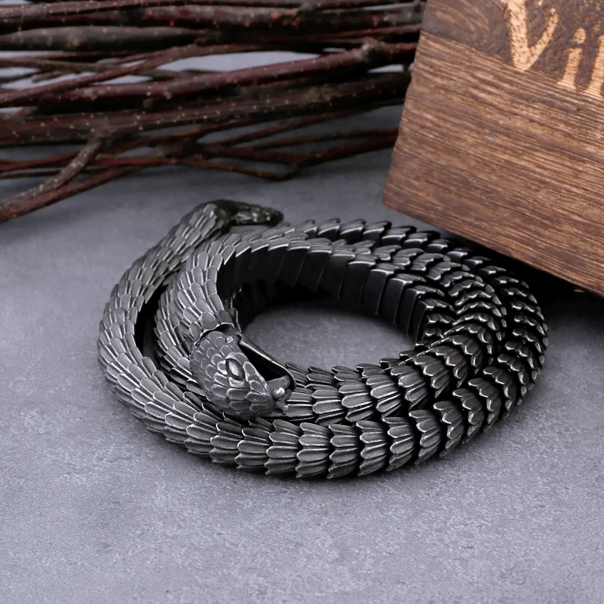Aço Inoxidável Viking Ouroboros Colar Dos Homens Punk Gótico Cobra ...
