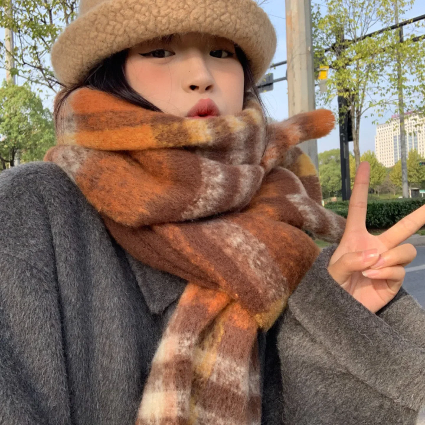 Women-Rainbow-Winter-Plaid-Cashmere-Scarf-Shawl-Wrap-Chequered-Scarves ...