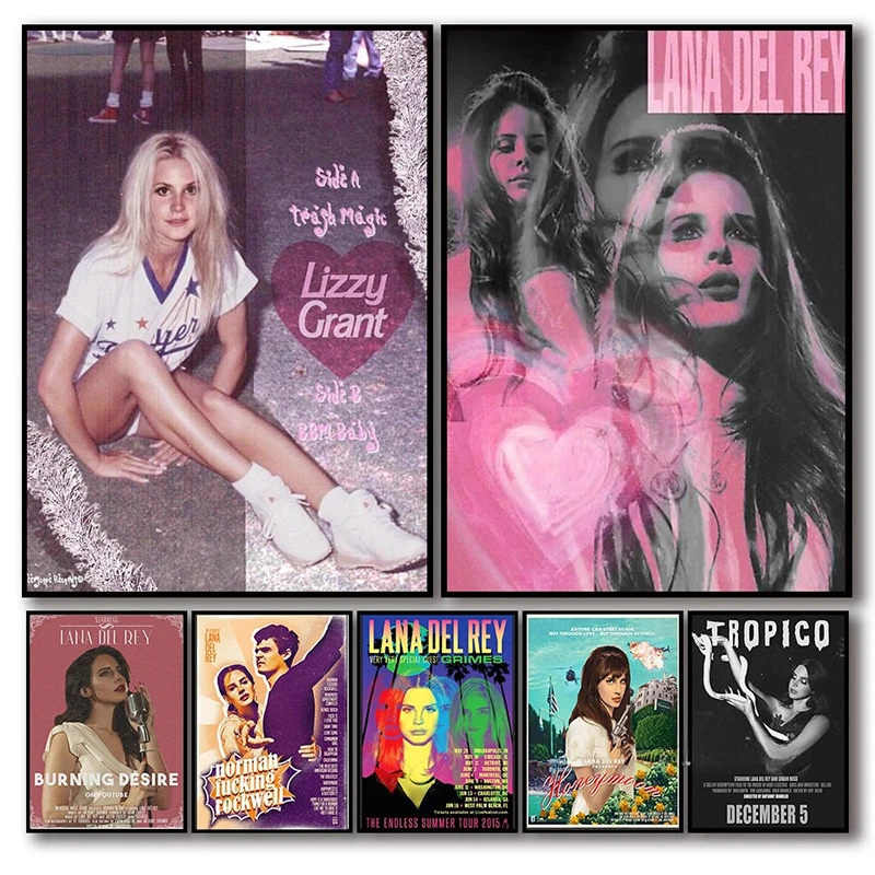 Black-And-Pink-Lana-Del-Rey-Posters-Wall-Art-Decoration-Mural-Singer ...