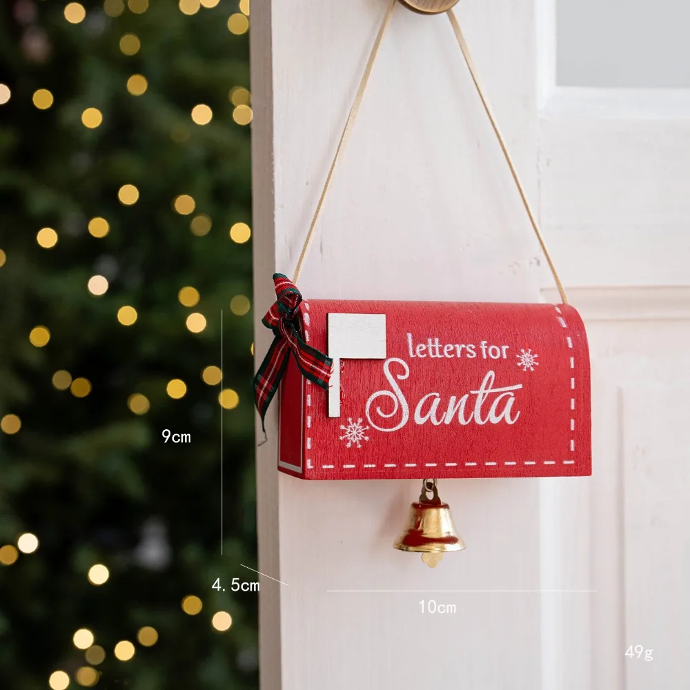 New Wooden Christmas Mailbox Ornament Red White DIY Decor Xmas Post Box ...