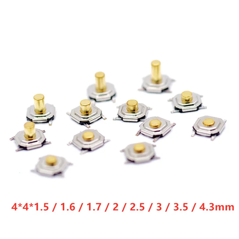 50PCS 4x4MM Push Botton Switch 4x4x1.5 /1.6/1.7/2/2.3/2.5/3/3.5/4.3mm ...
