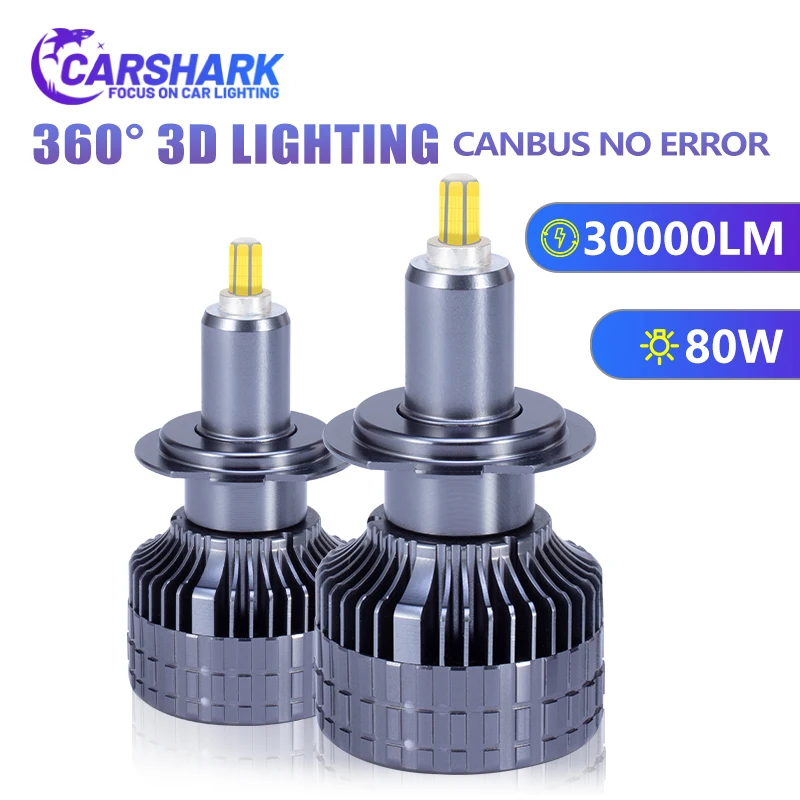 Carshark 360 H7 Led Headlights For Cars H11 Lamps Canbus 80W 30000LM H1 9005 9006 Auto Bulbs ...