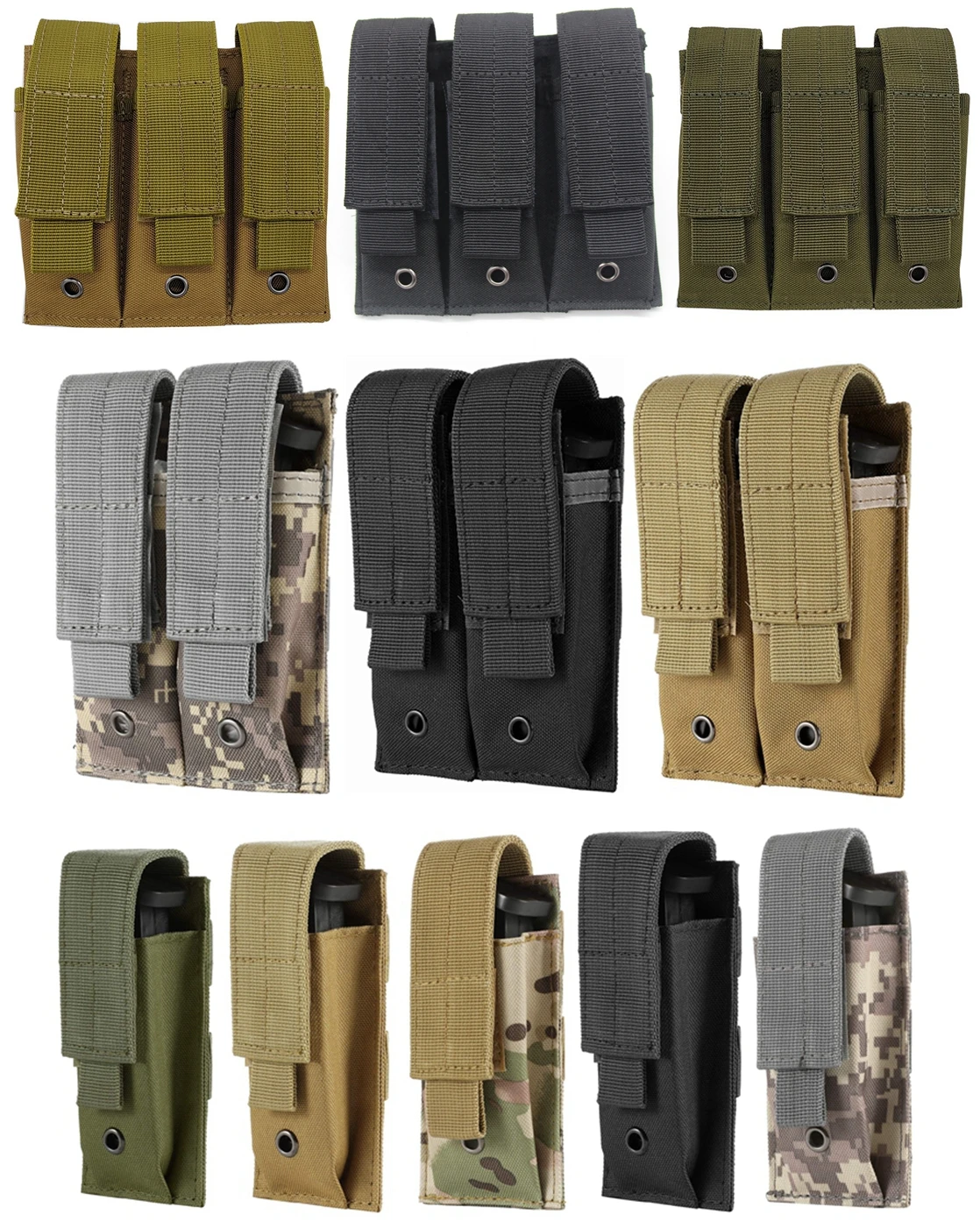 9mm Magazine Pouch Tactical Single Double Mag Bag Outdoor Molle Open-top Magazine Pouch For ...