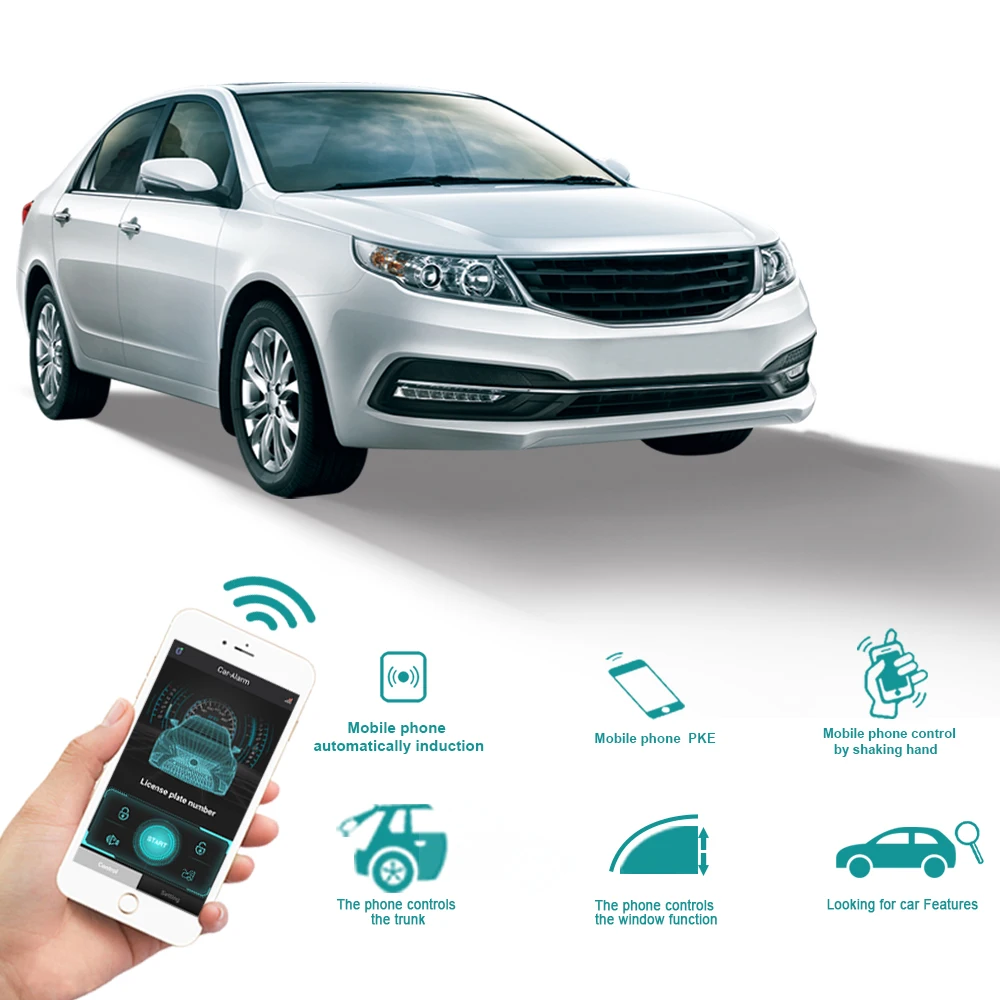 Pke Smart Key Car Alarm System With Remote Central Locking Start Stop ...