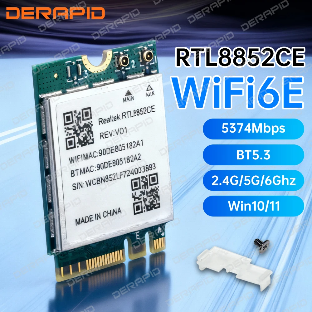 WiFi 6E Triple Band RTL8852CE 5400Mbps Wireless Adapter Bluetooth 5.3 ...