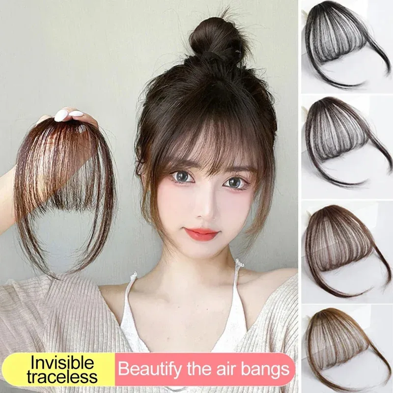 Fake Air Bangs Hair Clip-In Extension Synthetic Hair Fake Fringe ...
