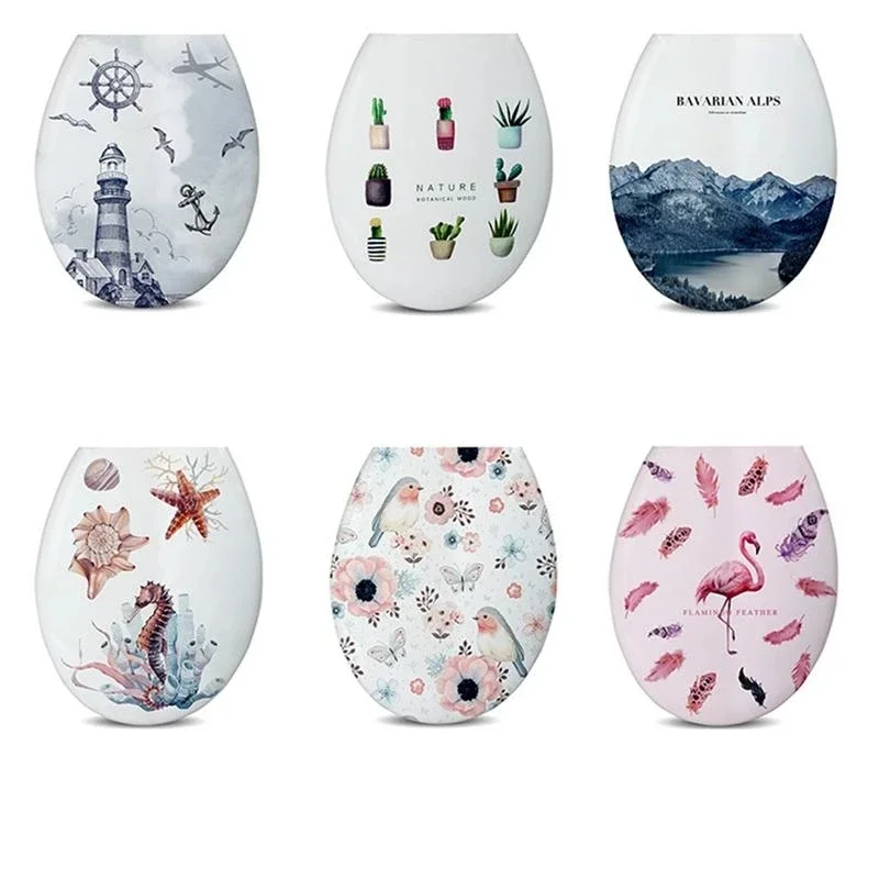 18-Inches-Thickening-Printed-Toilet-Lid-U-shaped-Toilet-Seat-Cover ...
