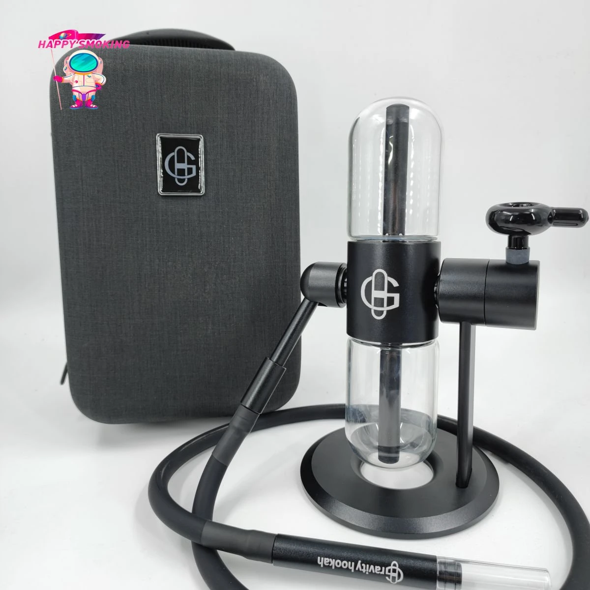 HAPPY Protable Gravidade Hookah Set com Bolsa 360 Vidro Rotativo Shisha ...
