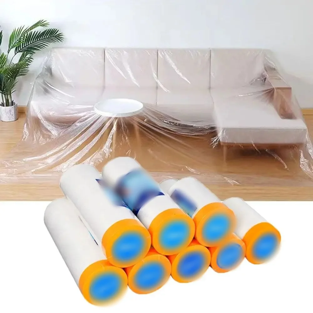1pc 1.1x20m Disposable Cuttable Dust Film Self-adhesive Dustproof Film ...