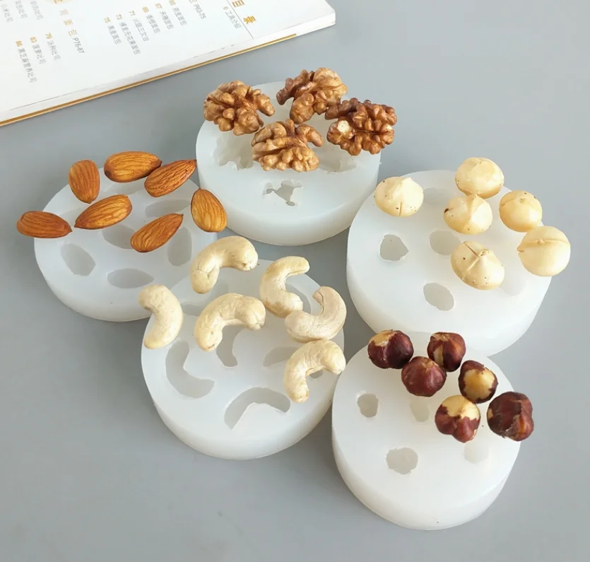 3D Walnut Butan Silicone Mold Walnut Wood Cashew Hazelnut Macnut ...
