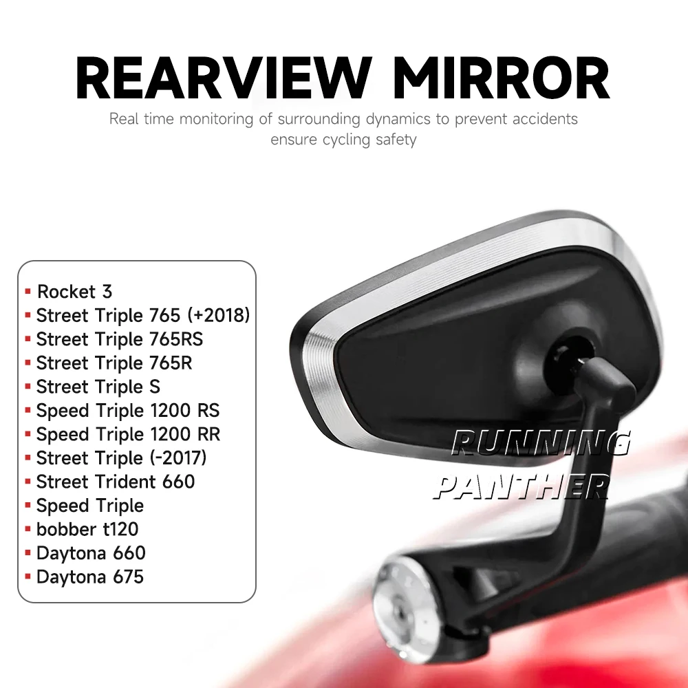 Motorcycle Handlebar Rearview Bar End Mirror For Rocket 3 Street Triple ...