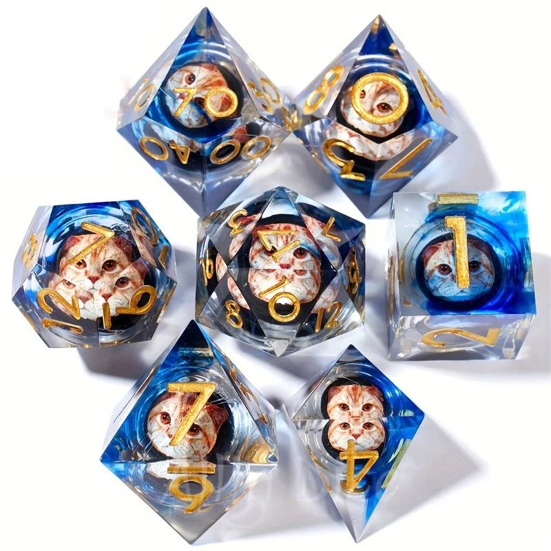 Cats-Dice-RPG-Resin-Dice-Set-Movable-core-DND-Dice-set-Polyhedral-Role ...