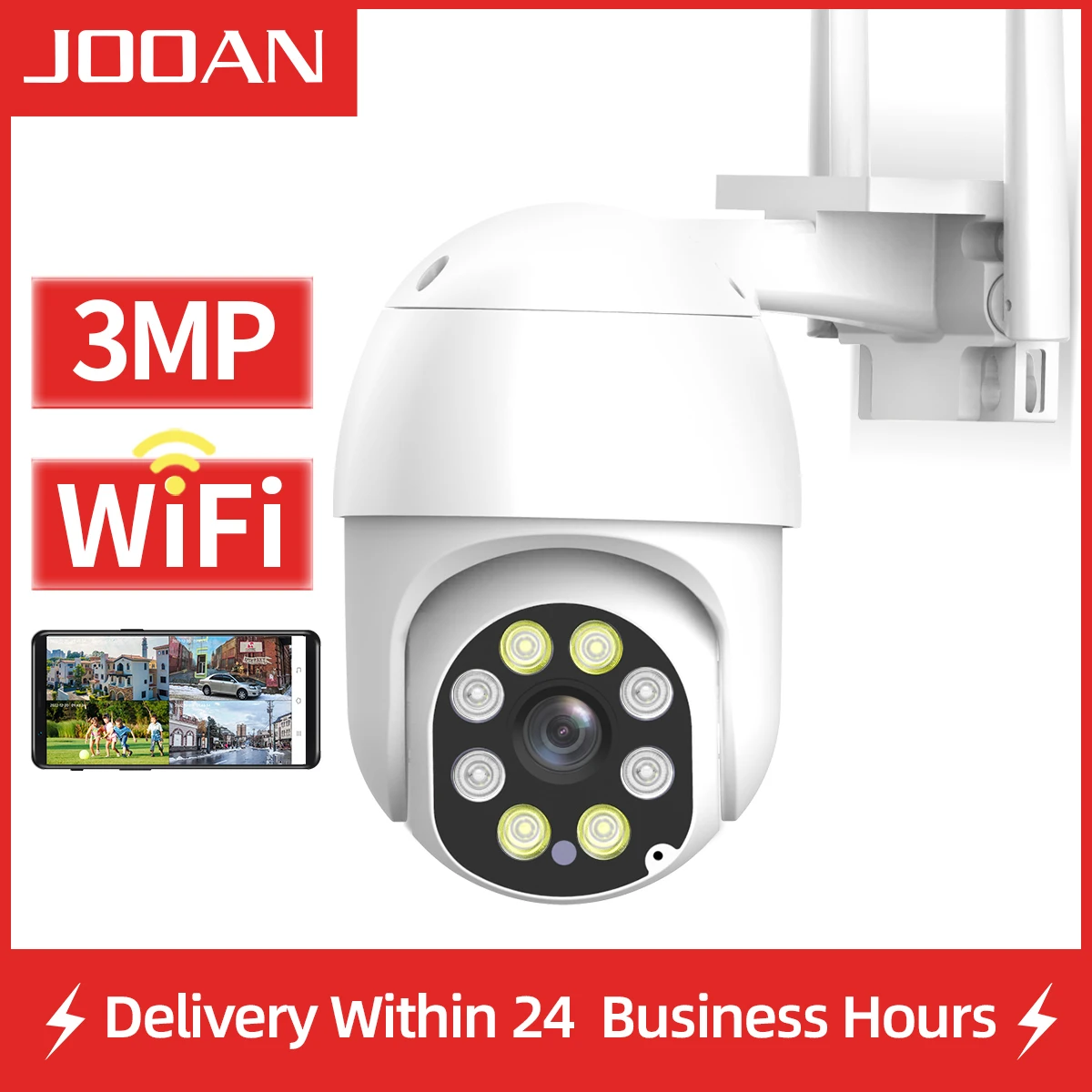 JOOAN 3MP PTZ WIFI IP Camera Audio CCTV Surveillance Outdoor 4X Digital ...