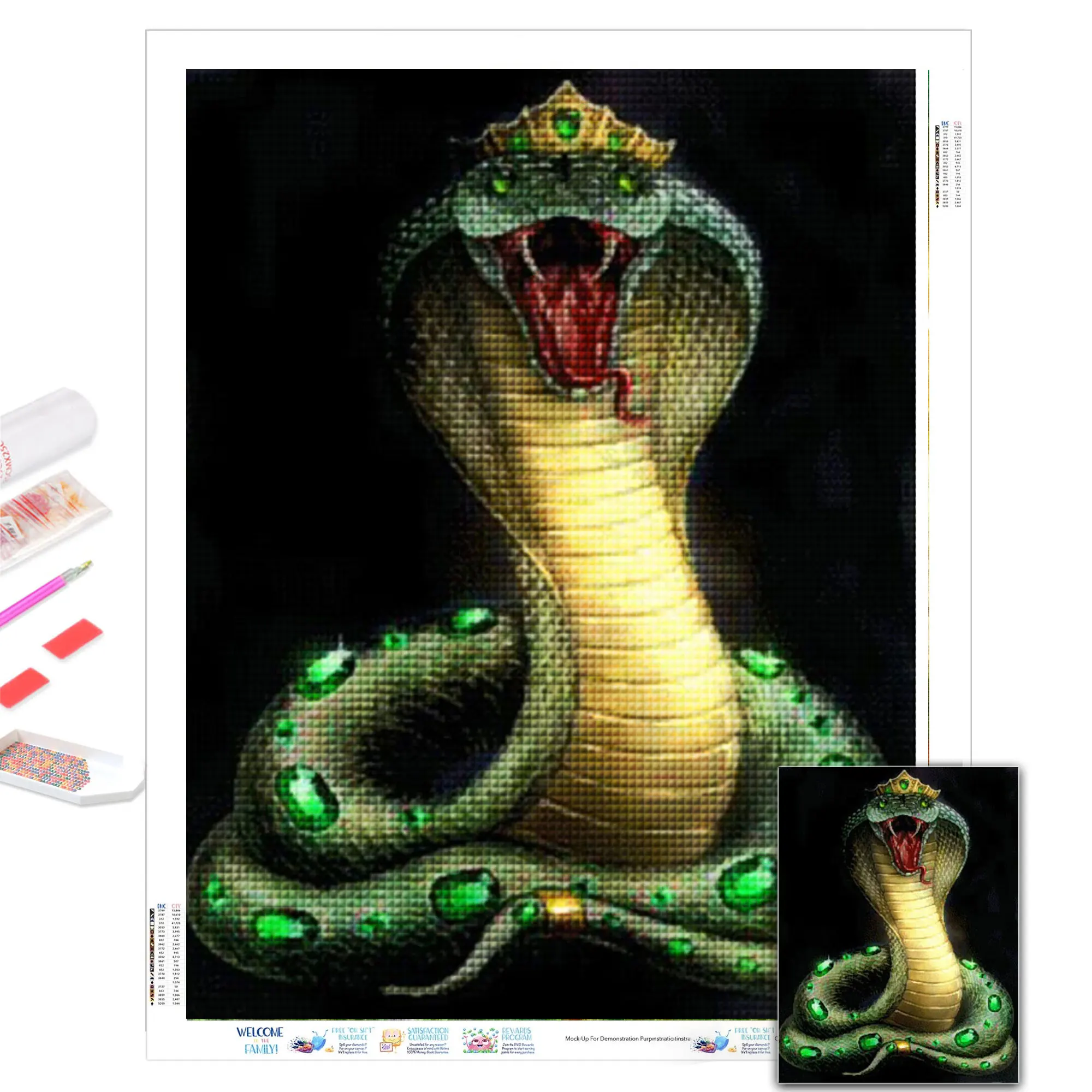 5D Full Diy Diamond Painting Mosaic Handmade Ferocious cobra snake ...