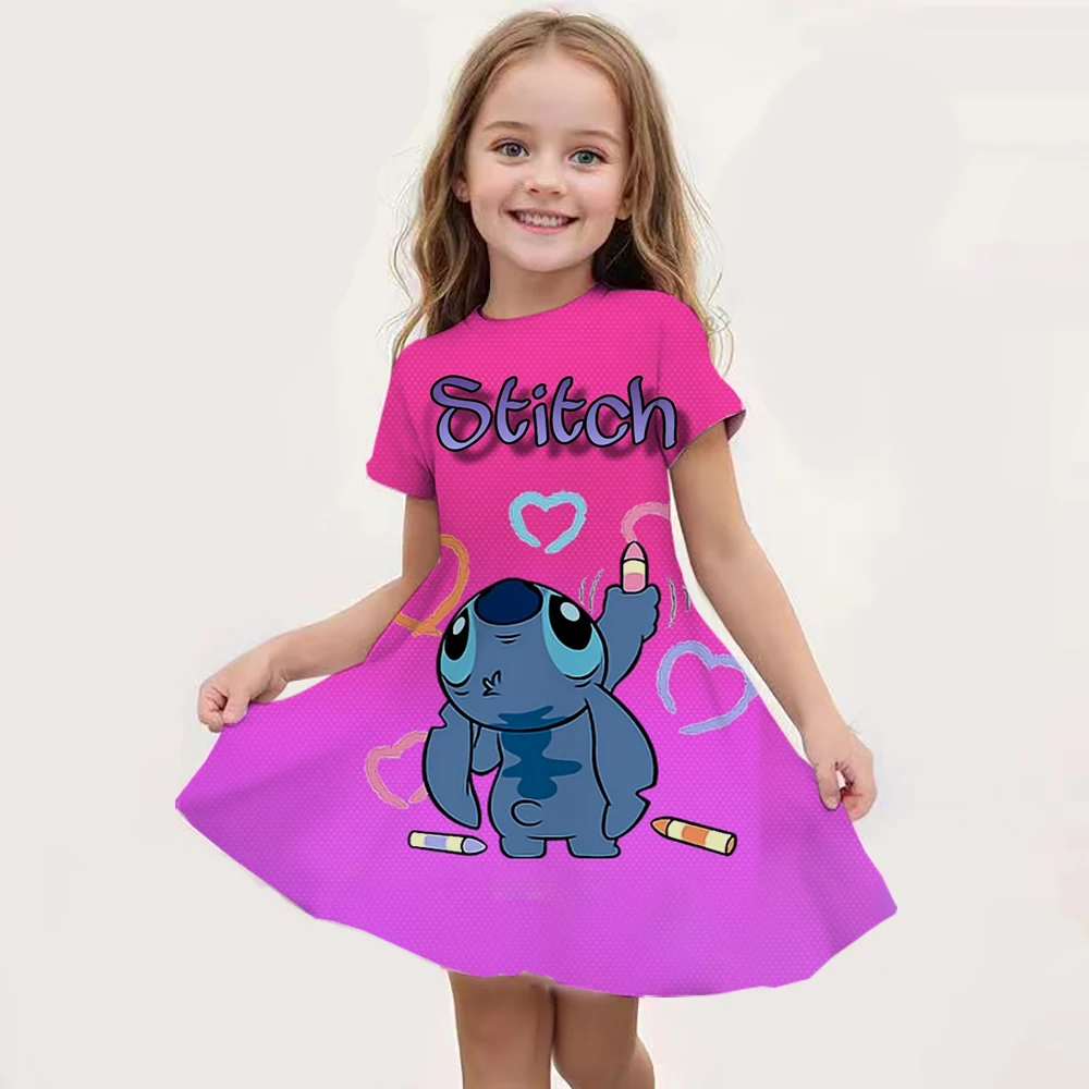2024-Girls-Stitch-Dresses-Princess-Children-s-Clothing-Cartoon-Stitch ...
