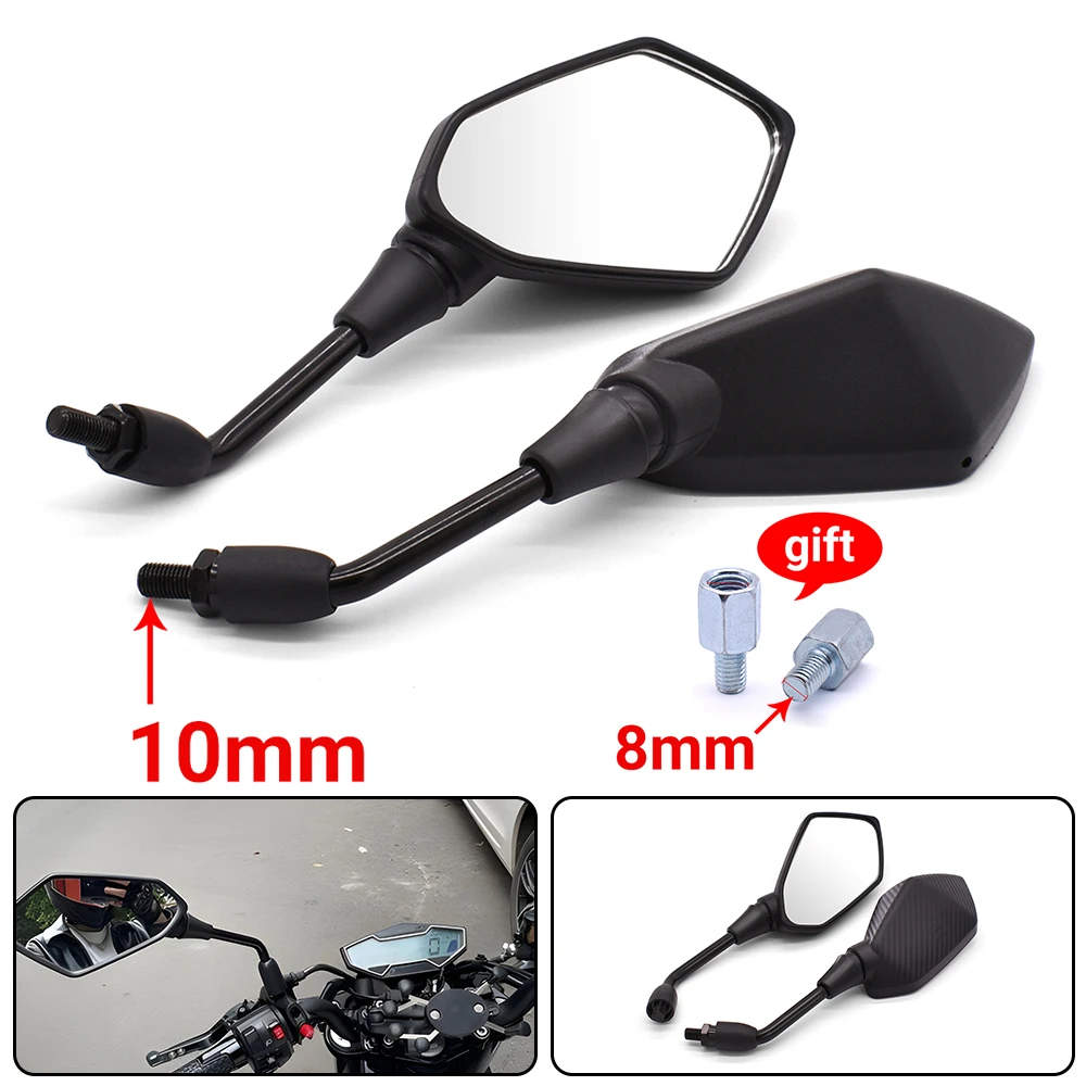 Universial 10mm Motorcycle Mirrors Racing Sport Bike Rear View Mirror ...