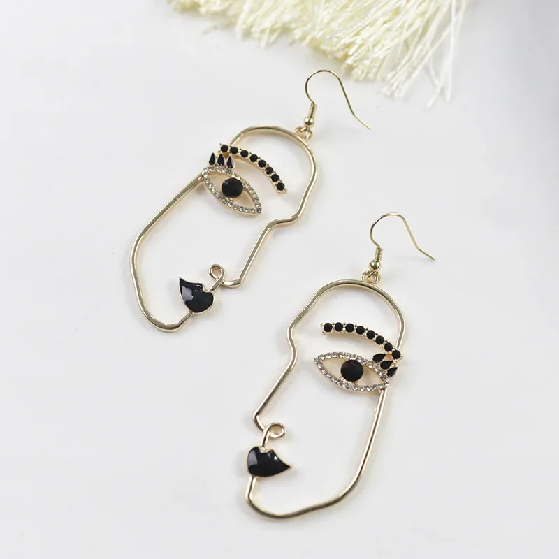 1Pairs Human Face Dangle Earrings Abstract Art Hypoallergenic Earring ...
