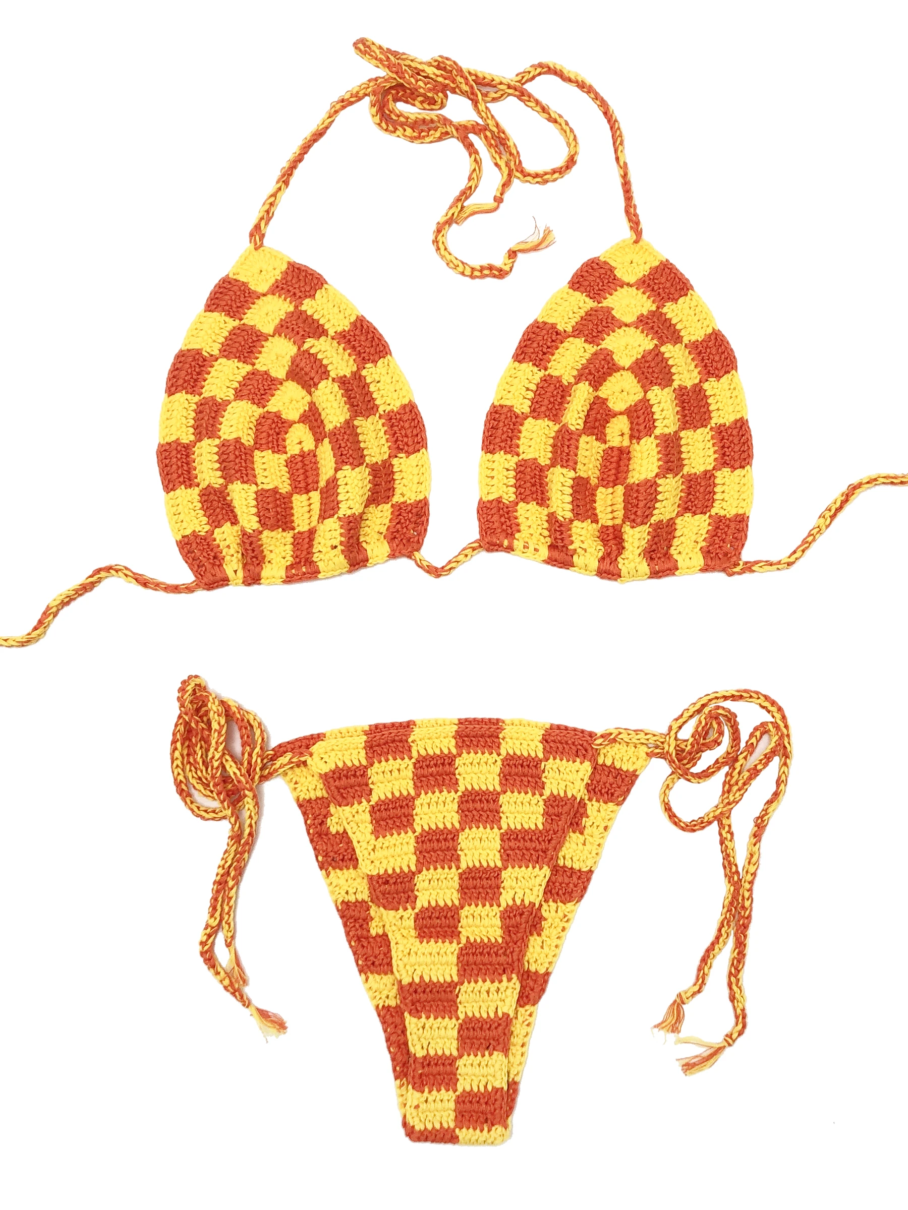 Yellow Crochet Bathing Suit | Orange Yellow Swimwear | Crochet ...