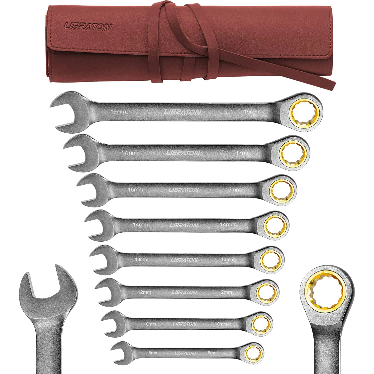 LIBRATON-Metric-Ratcheting-Combination-Wrench-Set-8-Pieces-Ratchet ...