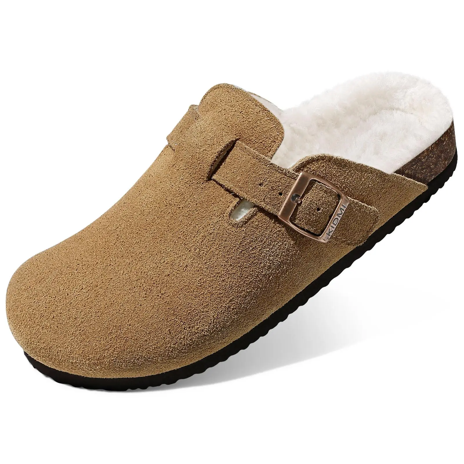 Zuecos-de-gamuza-de-piel-para-mujer-pantuflas-c-lidas-de-corcho-para ...