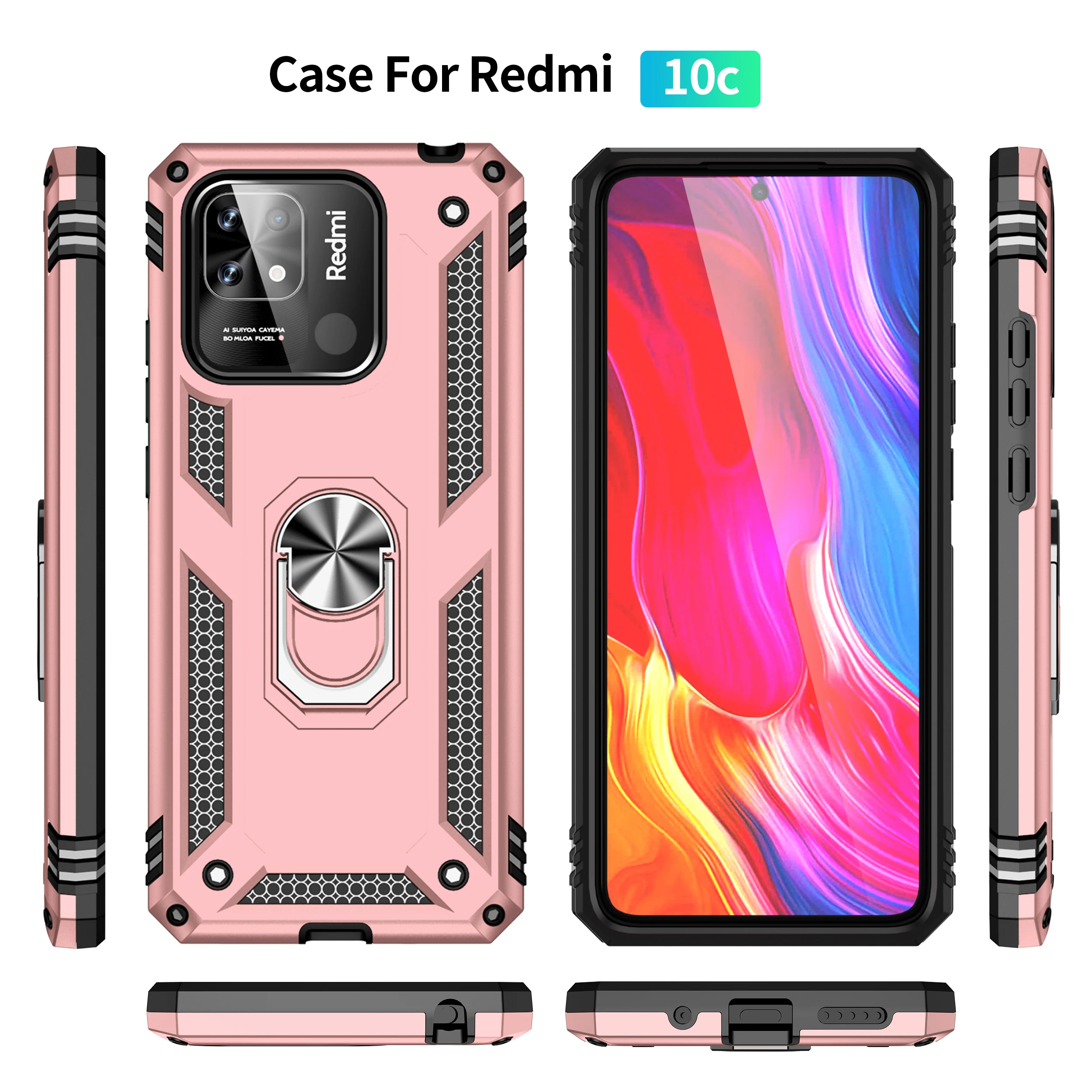 Business Shockproof Cover For Redmi 10C Case Redmi 10C Coque Ring ...
