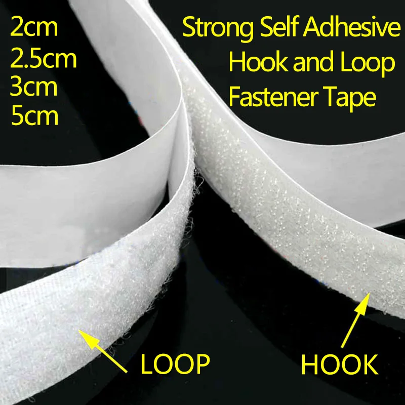 1/3/5/10M Strong Self-adhesive Fastener Tape Hook and Loop Magic Nylon ...