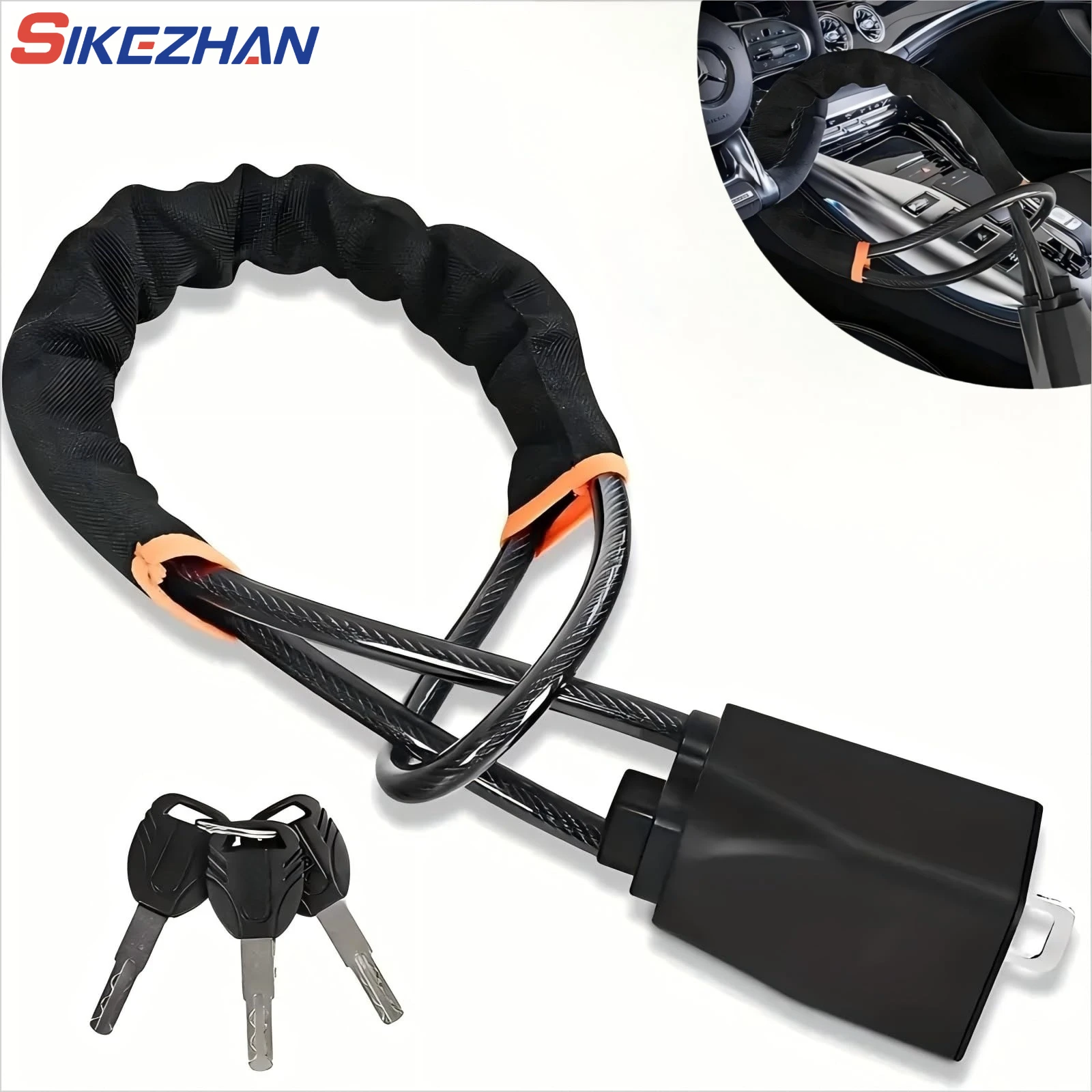 Universal Antitheft Device for Car Steering Wheel Lock with Seat Belt ...
