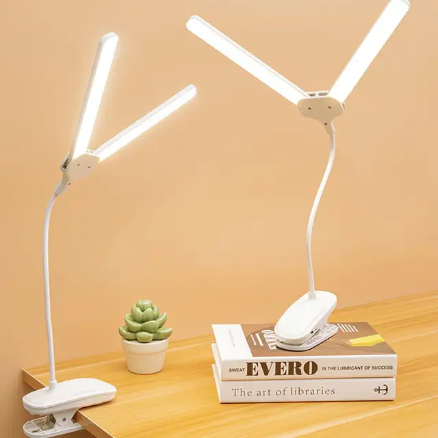 Dupla Fejű Led Asztali Lámpa Klip A Tanulmányi Tompa Olvasás Éjszakai ...