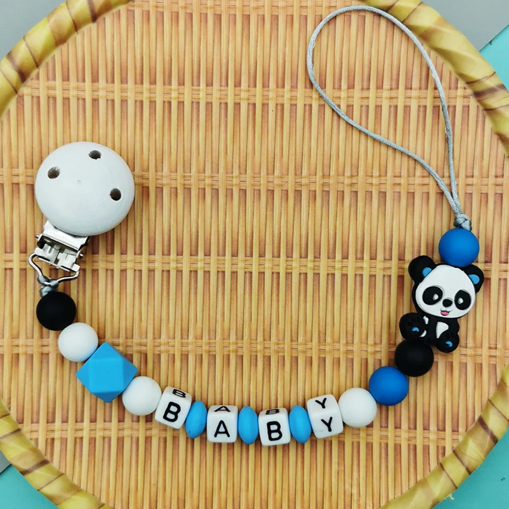 Silicone Pacifier Clips Chains | Silicone Pendant Teether Panda - Name ...