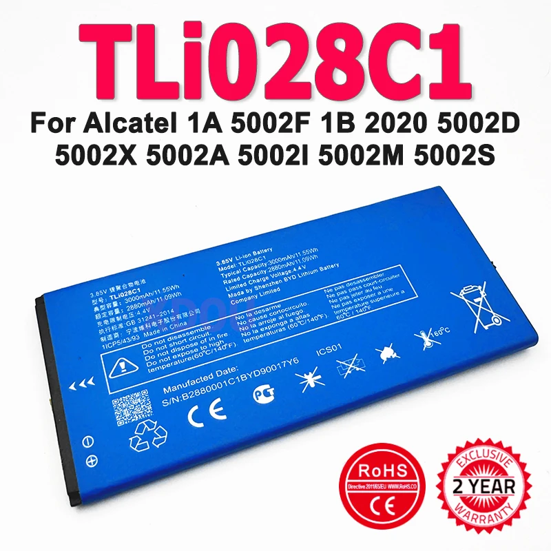 3000mAh Brand-New TLi028C1 TLi028C7 Battery For Alcatel 1A 5002F 1B ...